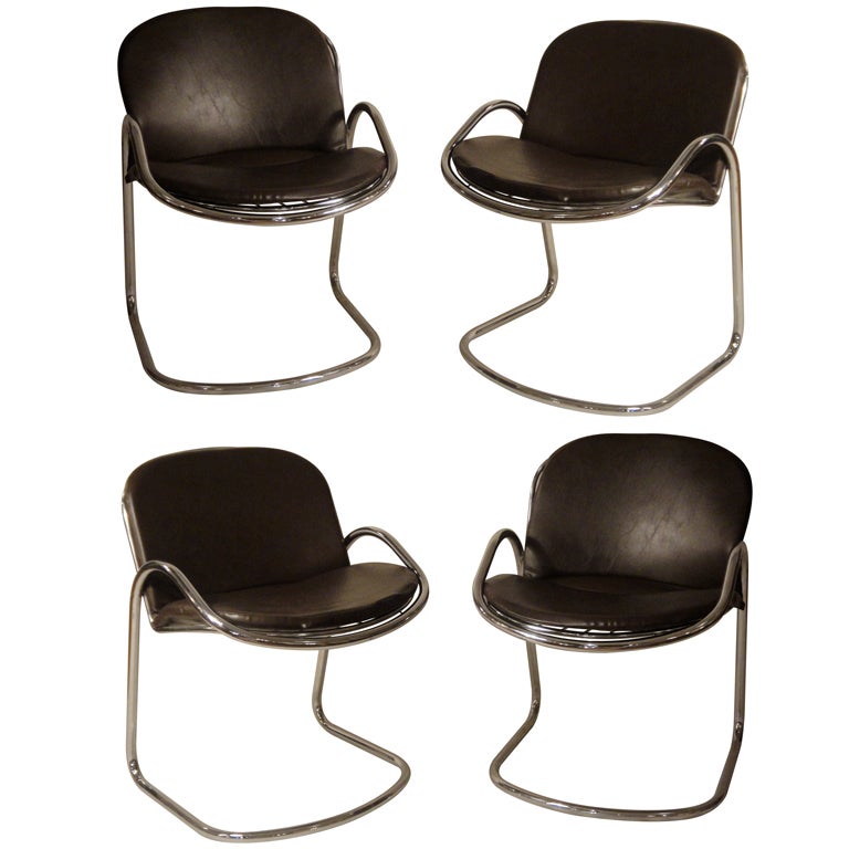 Set of Four Chairs by Gaston Rinaldi Circa 1970 Italy at 1stDibs