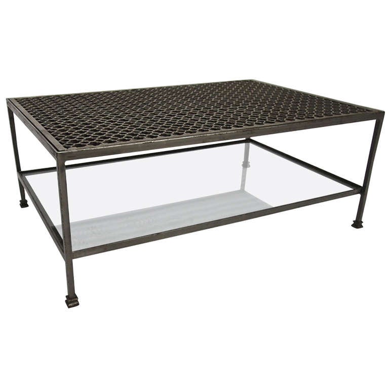 Coffee Table in Solid Steel Circa 1980 American at 1stDibs