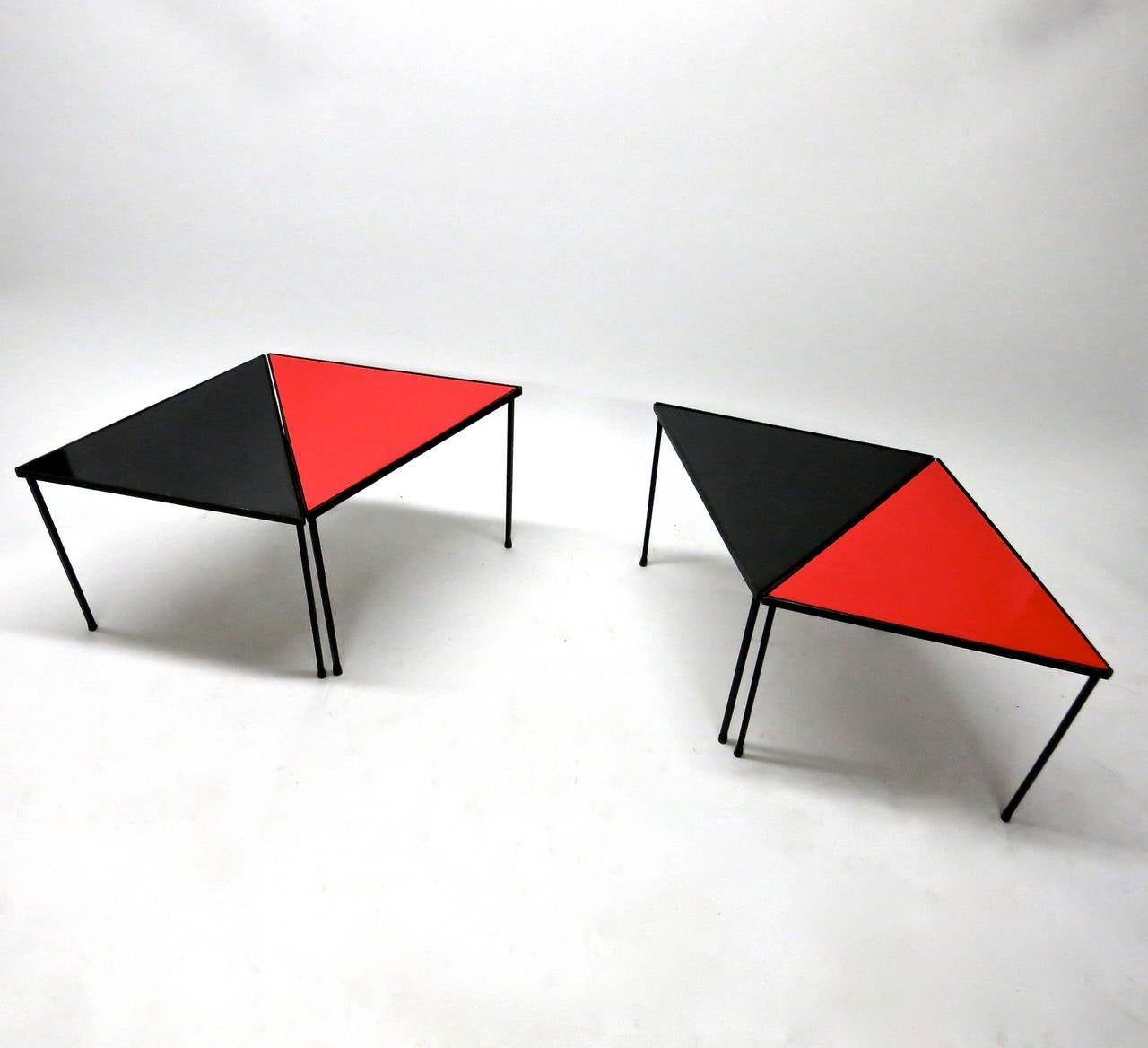 Four Triangular Tables by Frederick Weinberg, circa 1950 Made in USA at ...