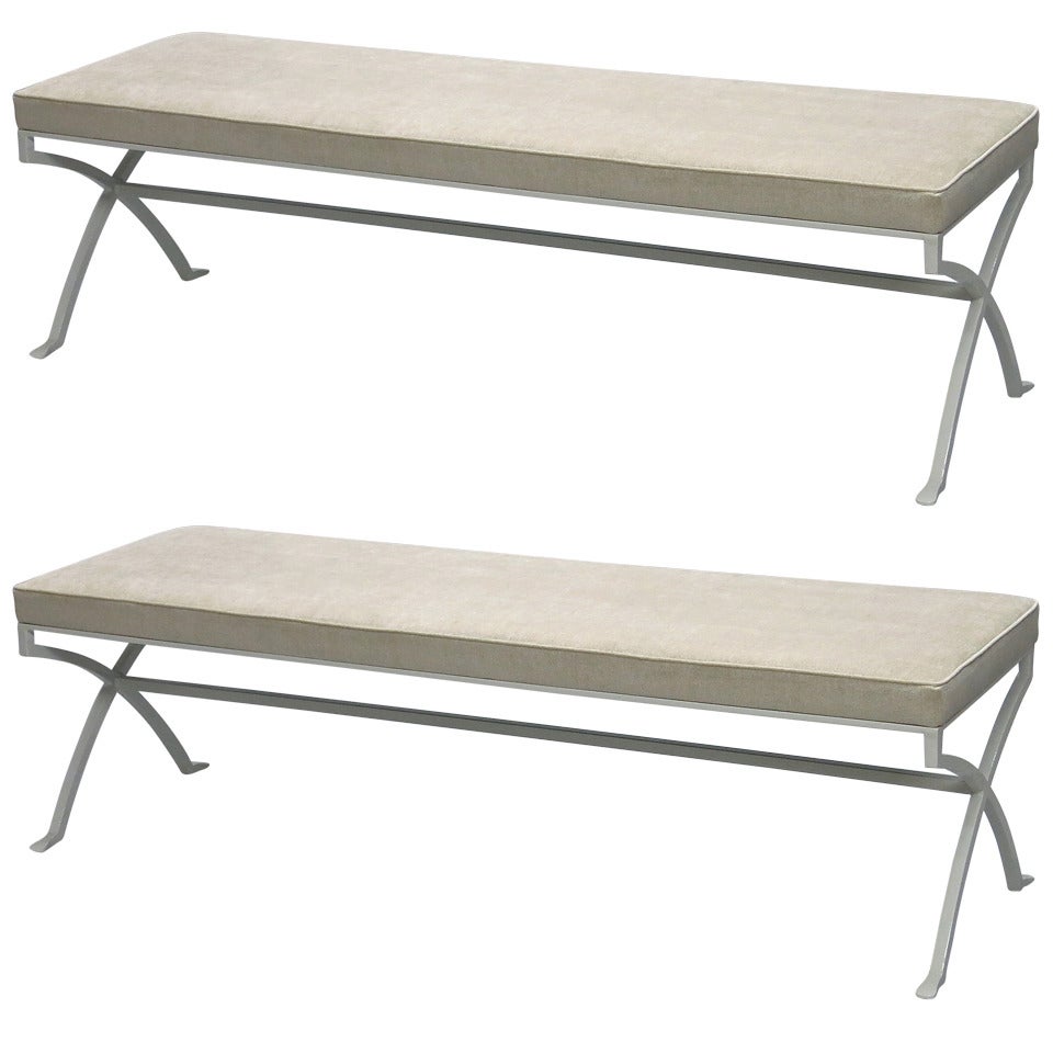 Two Wrought Iron Benches circa 1945 American at 1stDibs
