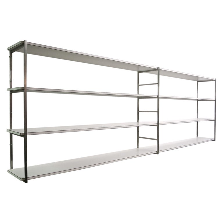 Wall-Mounted Horizontal Shelving Unit in Steel and Laminate, Italy C ...