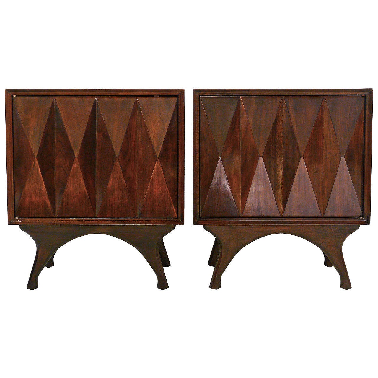 Pair of Diamond Front End Tables at 1stDibs