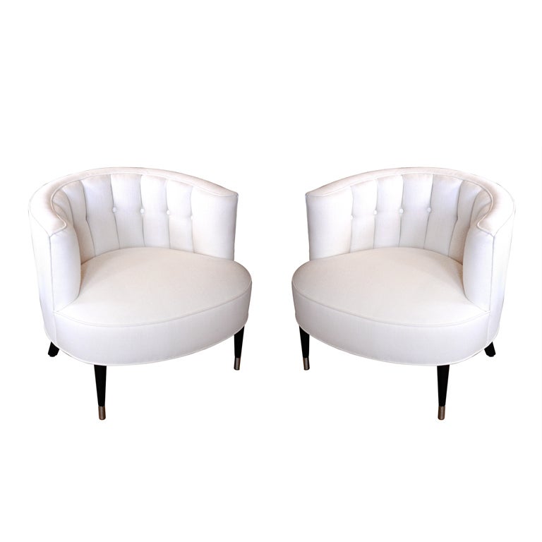 Pair of Channel Back Barrel Chairs at 1stDibs