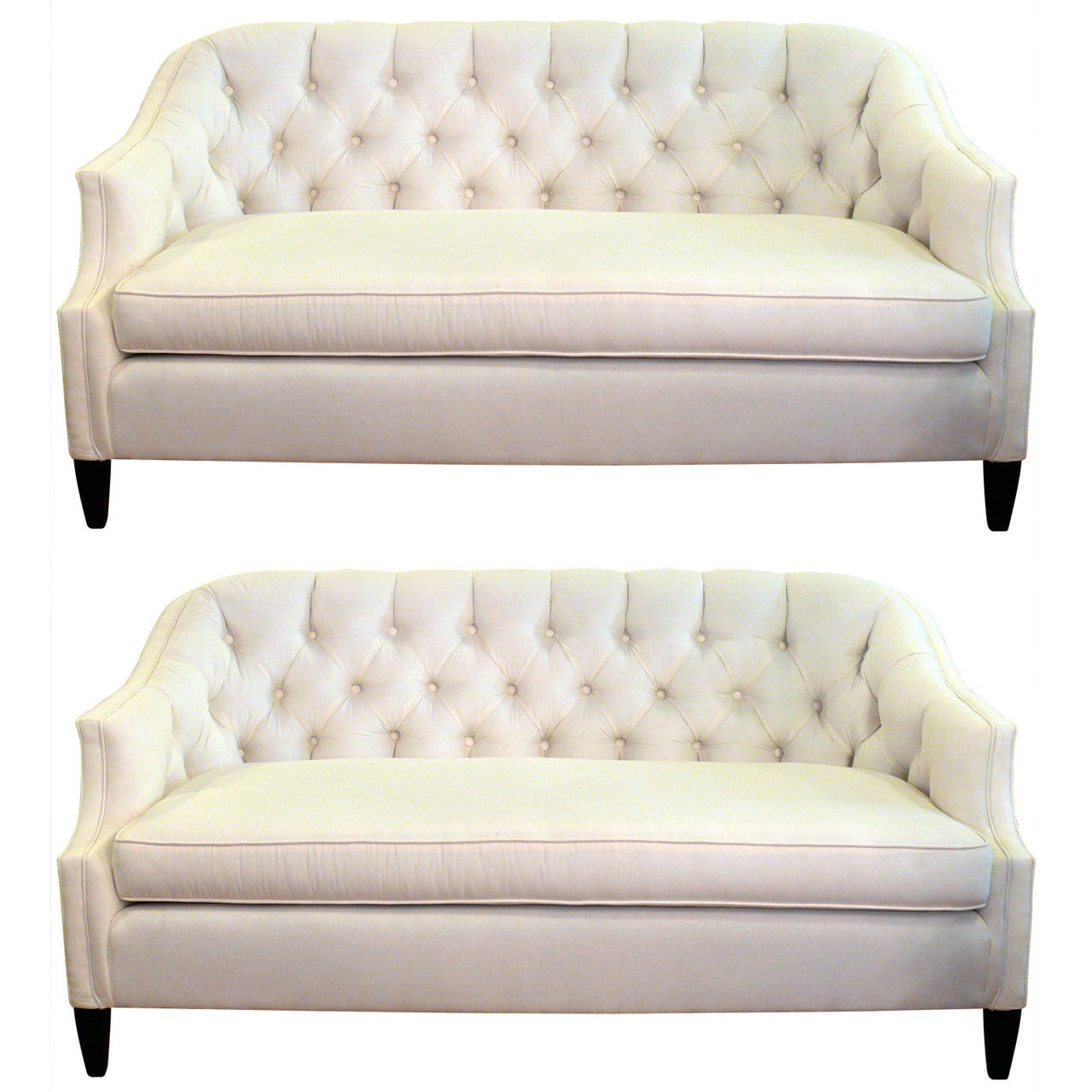 Pair of Tufted Back Curvaceous Settees at 1stDibs