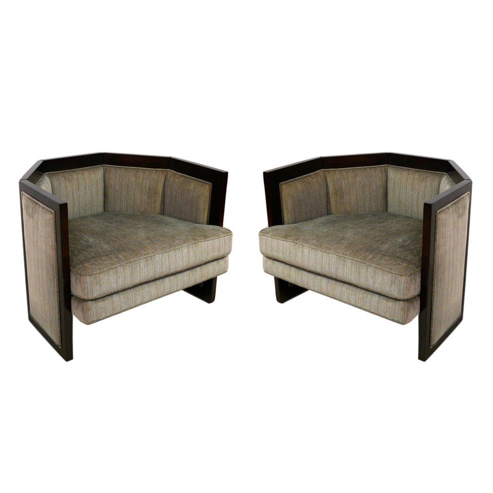 Pair of Hexagonal Barrel Chairs at 1stDibs