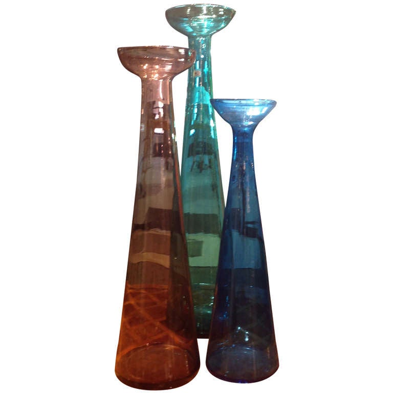 Set of Three Monumental Blenko Vases For Sale at 1stDibs