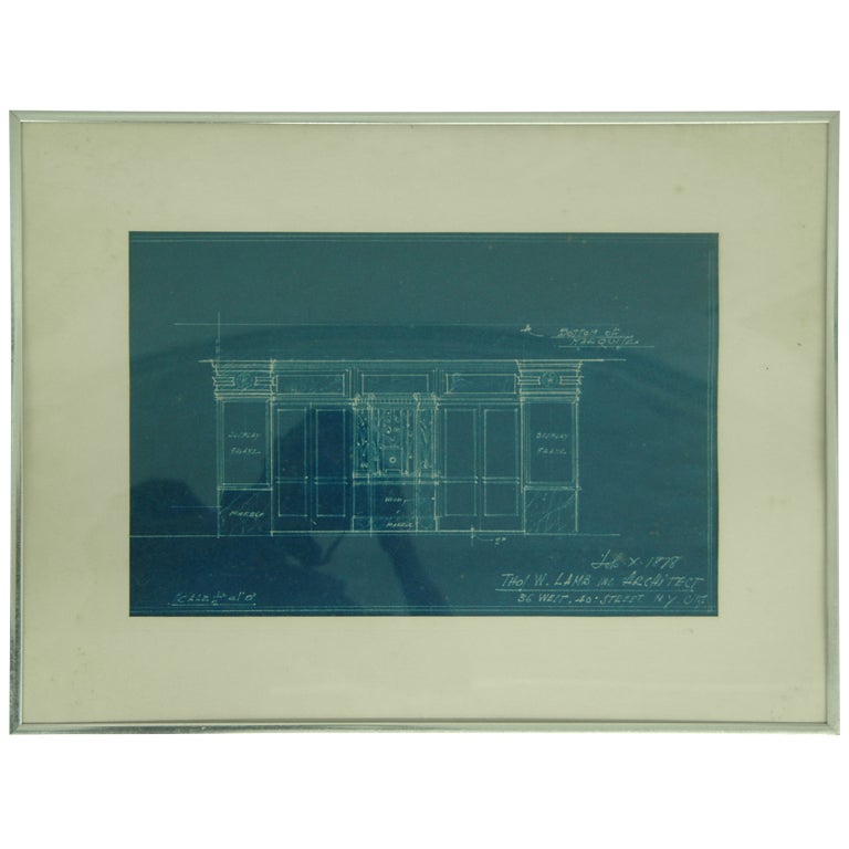 Theatre Entrance Blueprint Signed by Thomas Lamb For Sale at 1stDibs