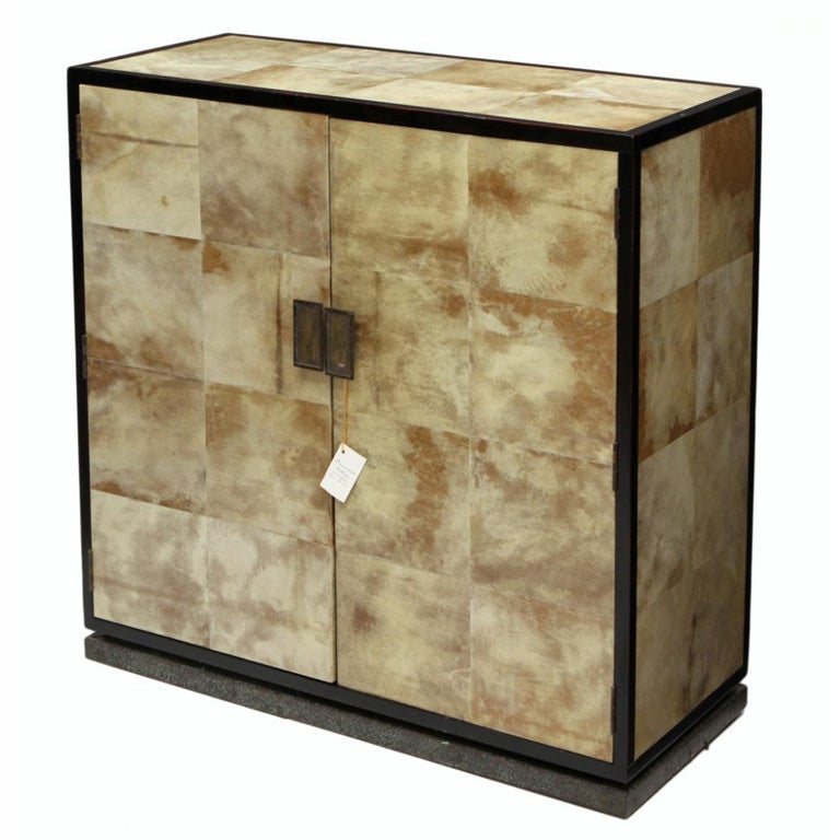 Parchment and Ebonized Wood Cabinet after Jean-Michel Frank at 1stDibs