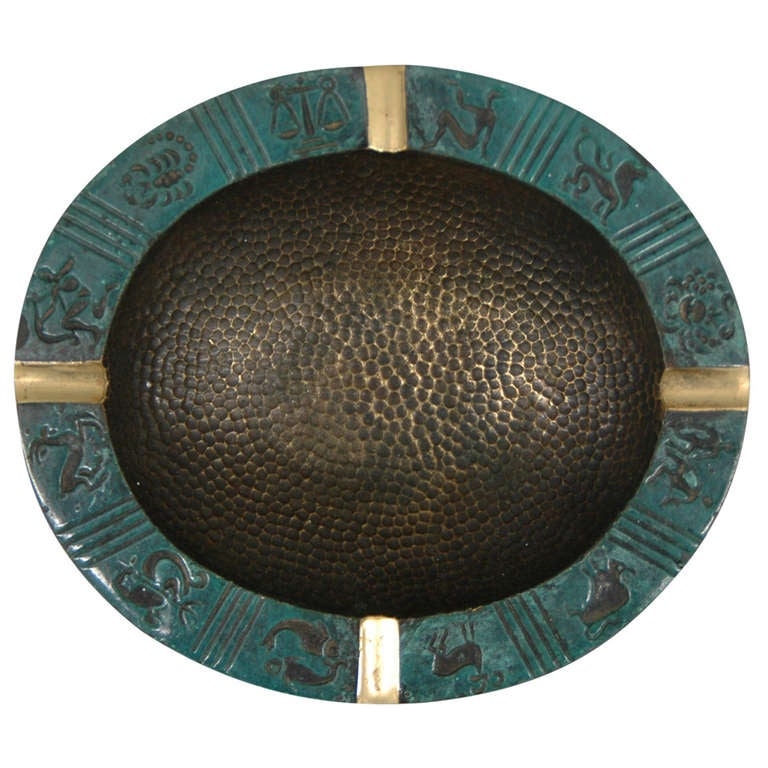 A Bronze Ash Tray or Dish with the Signs of the Zodiac at 1stDibs