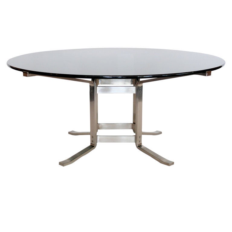 Stainless Steel and Glass Italian Dining Table at 1stDibs