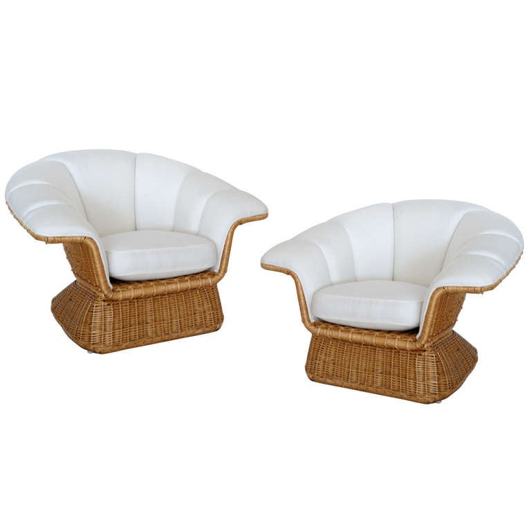 Wicker "Fan" Chairs by McGuire at 1stDibs