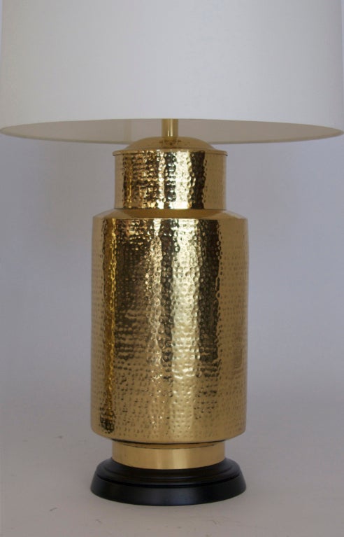 Giant Hammered Brass Table Lamps at 1stDibs | hammered brass lamps
