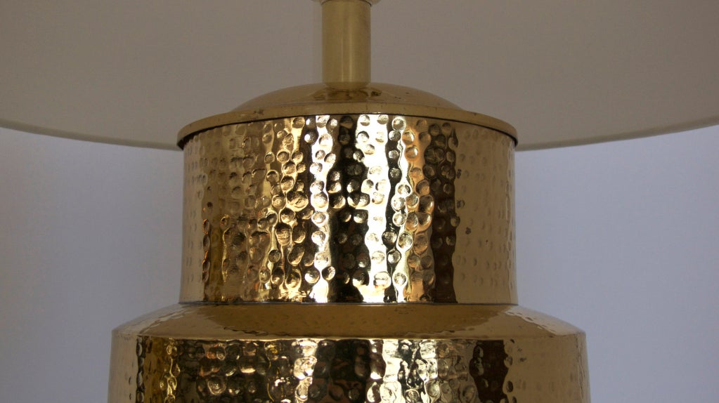 Giant Hammered Brass Table Lamps at 1stDibs | hammered brass lamps