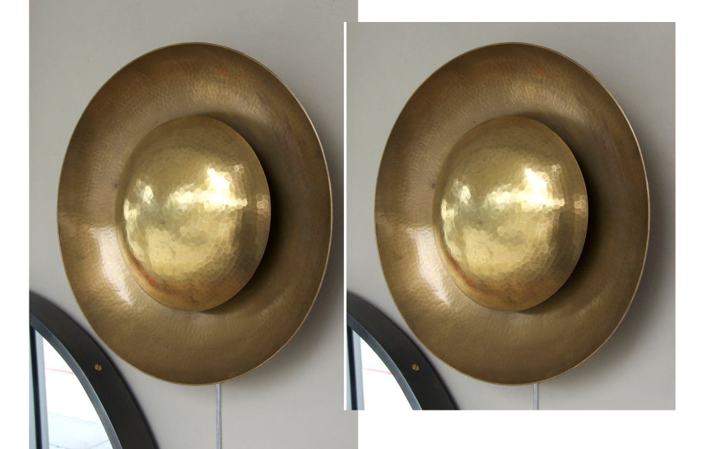 Brass Disc Sconces at 1stDibs