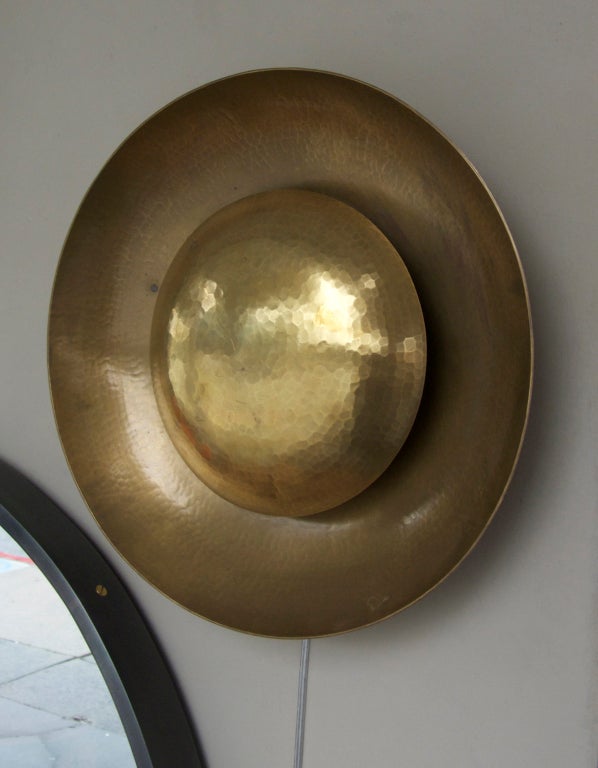 Brass Disc Sconces at 1stDibs