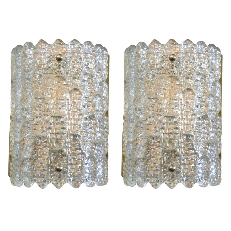 Large Orrefors Glass Sconces by Carl Fagerlund at 1stDibs