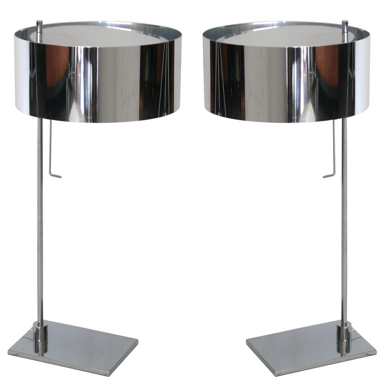Pair of Chrome Desk Lamps For Sale at 1stdibs
