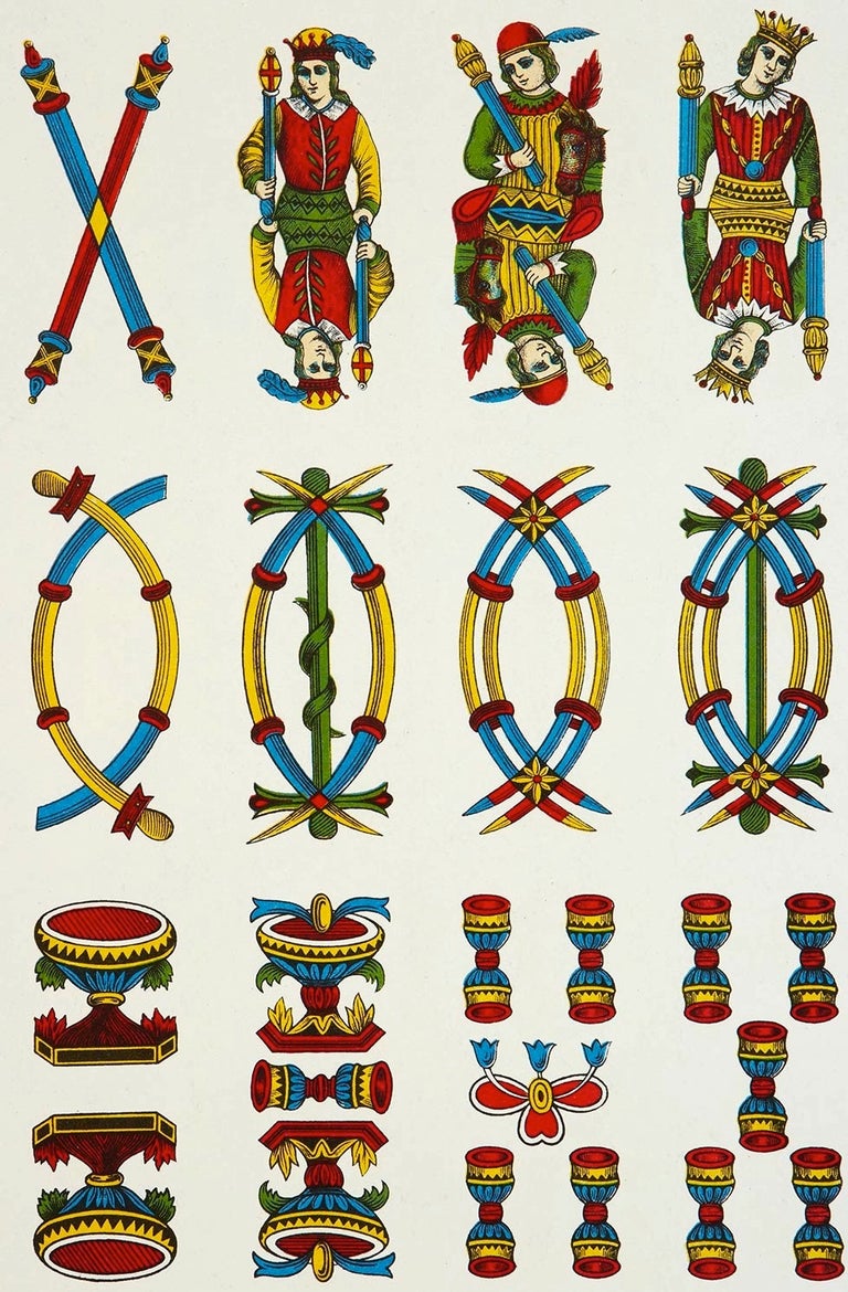 Uncut Lithographed Sheet of Italian Playing Cards at 1stDibs | italian ...