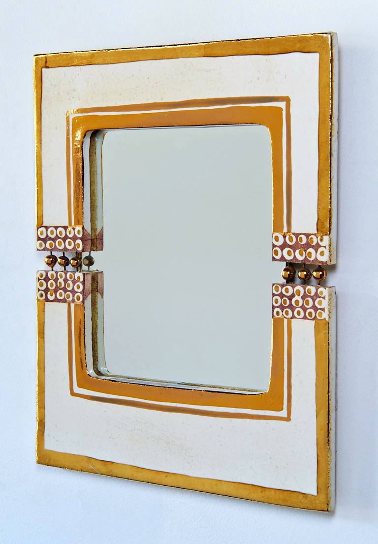 Ceramic Framed Mirror by French Ceramist Georges Pelletier at 1stDibs