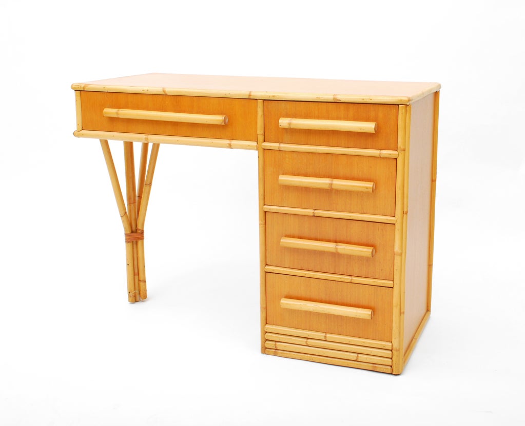Vintage Rattan Desk For Sale at 1stDibs