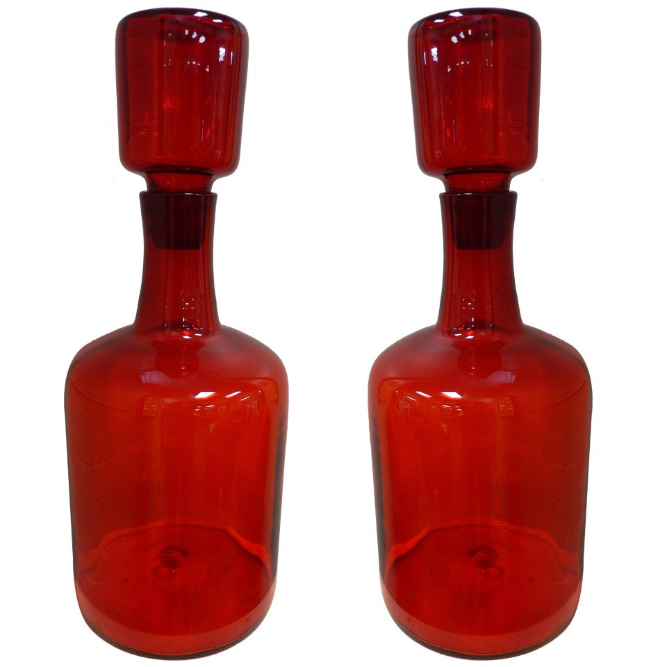 Pair of Blenko Bottles or Decanters at 1stDibs
