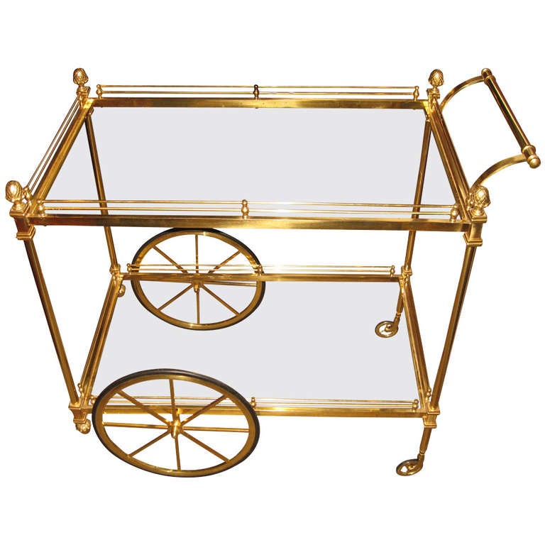 Aldo Tura Style Italian Brass Bar or Tea Cart at 1stDibs