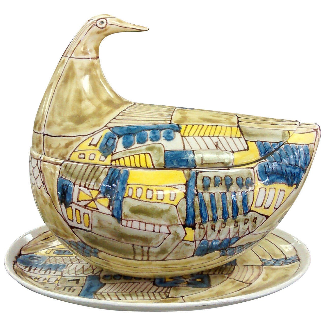 Baldelli Style Mid Century Italian Pottery Covered Tureen at 1stDibs