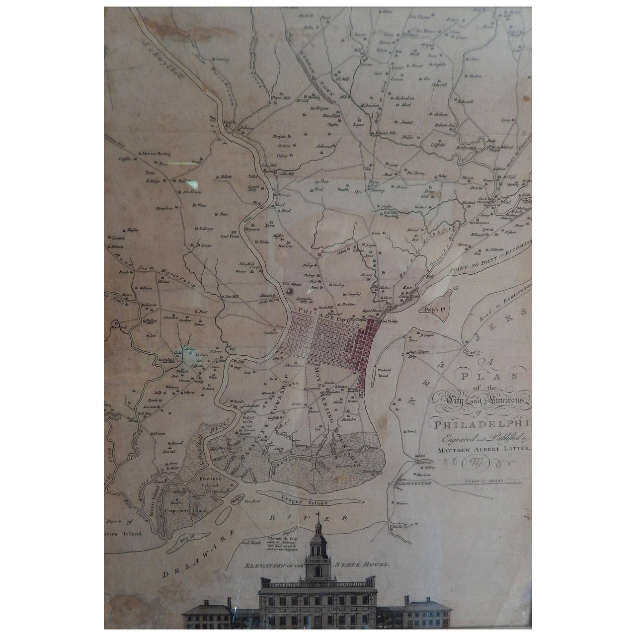 Matthew Albert Lotter 18th Century Map of Philadelphia For Sale at 1stDibs