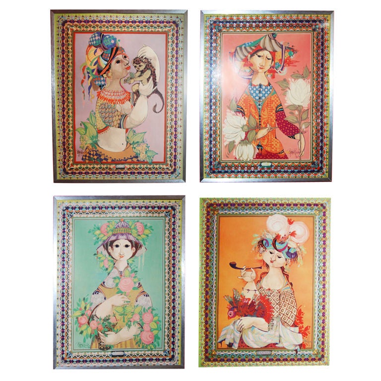 FABULOUS SERIES OF 4 BJORN WIINBLAD LITHOGRAPHIC PRINTS at 1stDibs