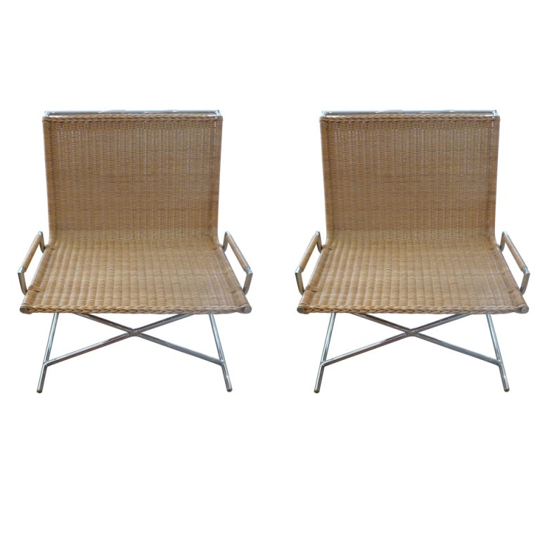 Pair of Ward Bennett Sled Chairs at 1stDibs