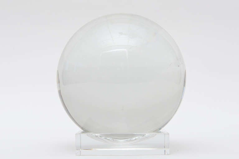 French Signed Baccarat" Crystal Ball" at 1stDibs