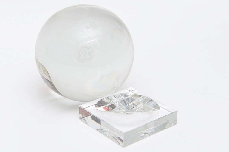 French Signed Baccarat" Crystal Ball" at 1stDibs