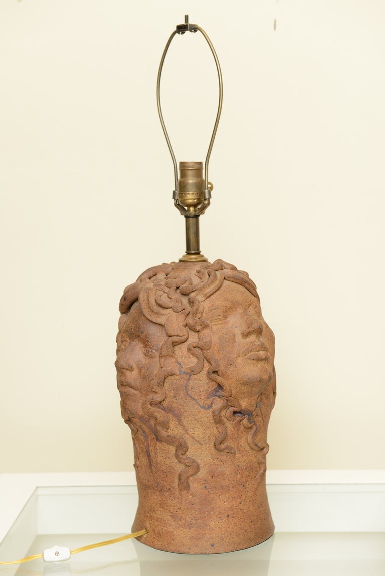 Medusa Head Studio Pottery Sculpted Lamp Hallmarked Italian Vintage at ...