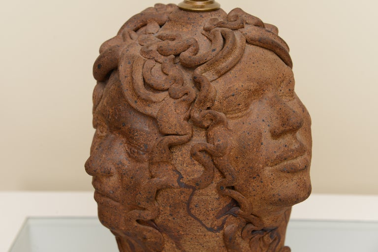 Medusa Head Studio Pottery Sculpted Lamp Hallmarked Italian Vintage at ...