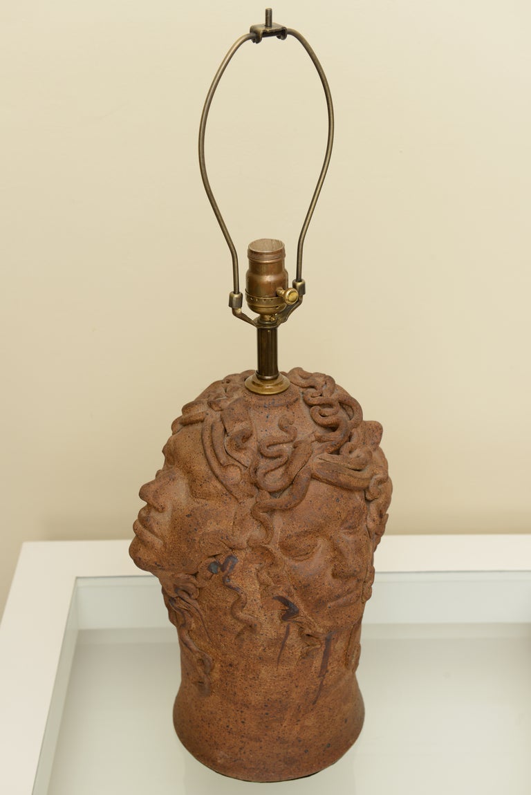 Medusa Head Studio Pottery Sculpted Lamp Hallmarked Italian Vintage at ...