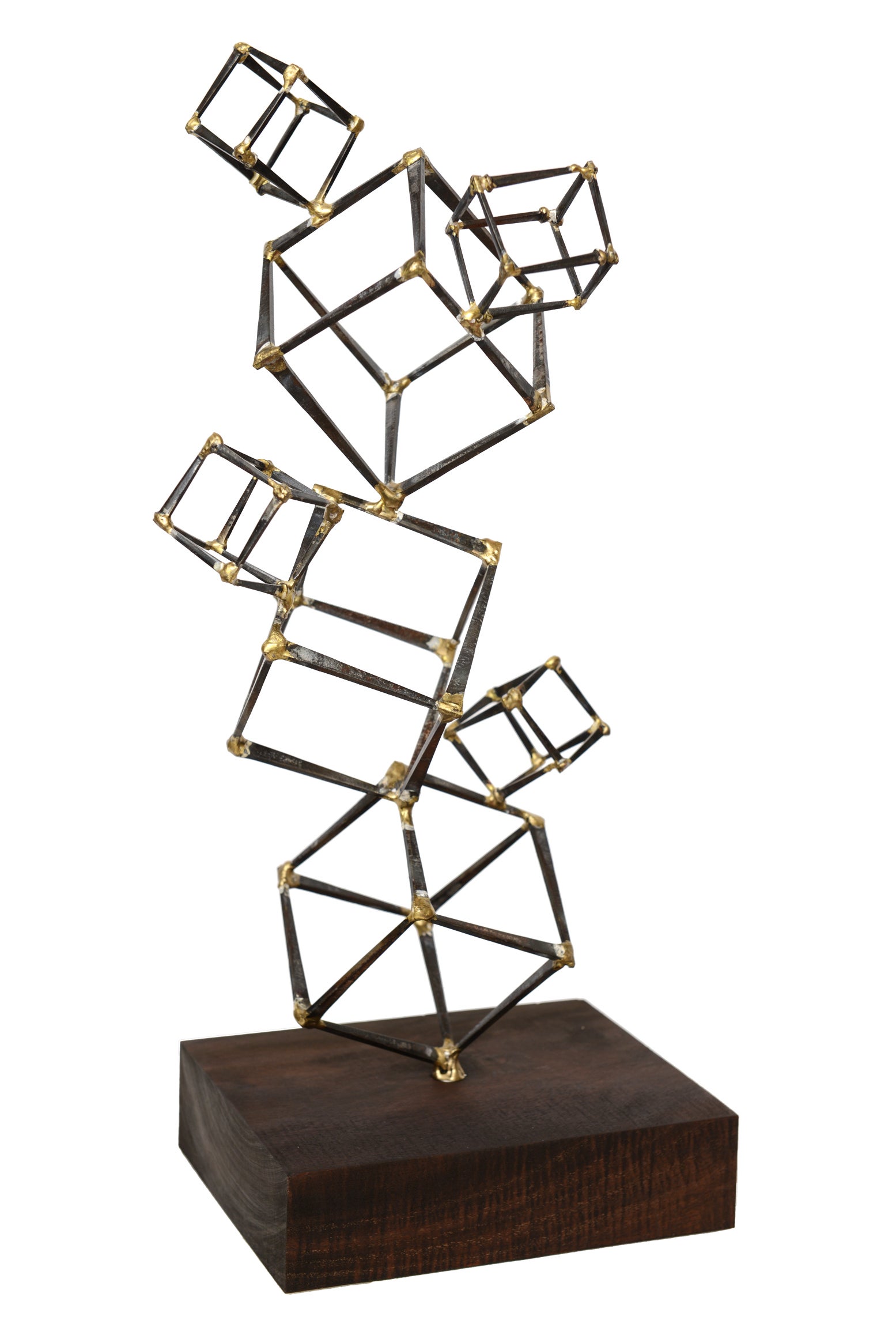 Iron and Brass Cubed Stack Abstract Table Top Sculpture/SAT.SALE at 1stDibs