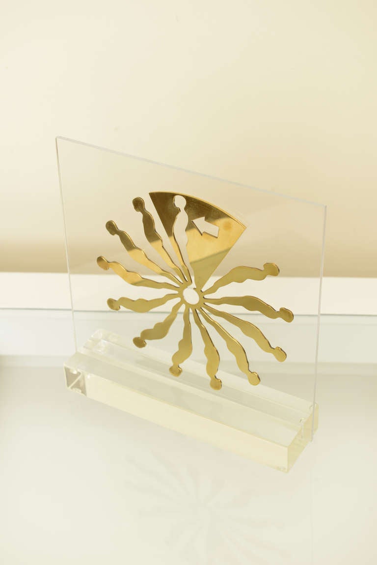 Ernest Trova Falling Man Lucite and Brass Sculpture at 1stDibs