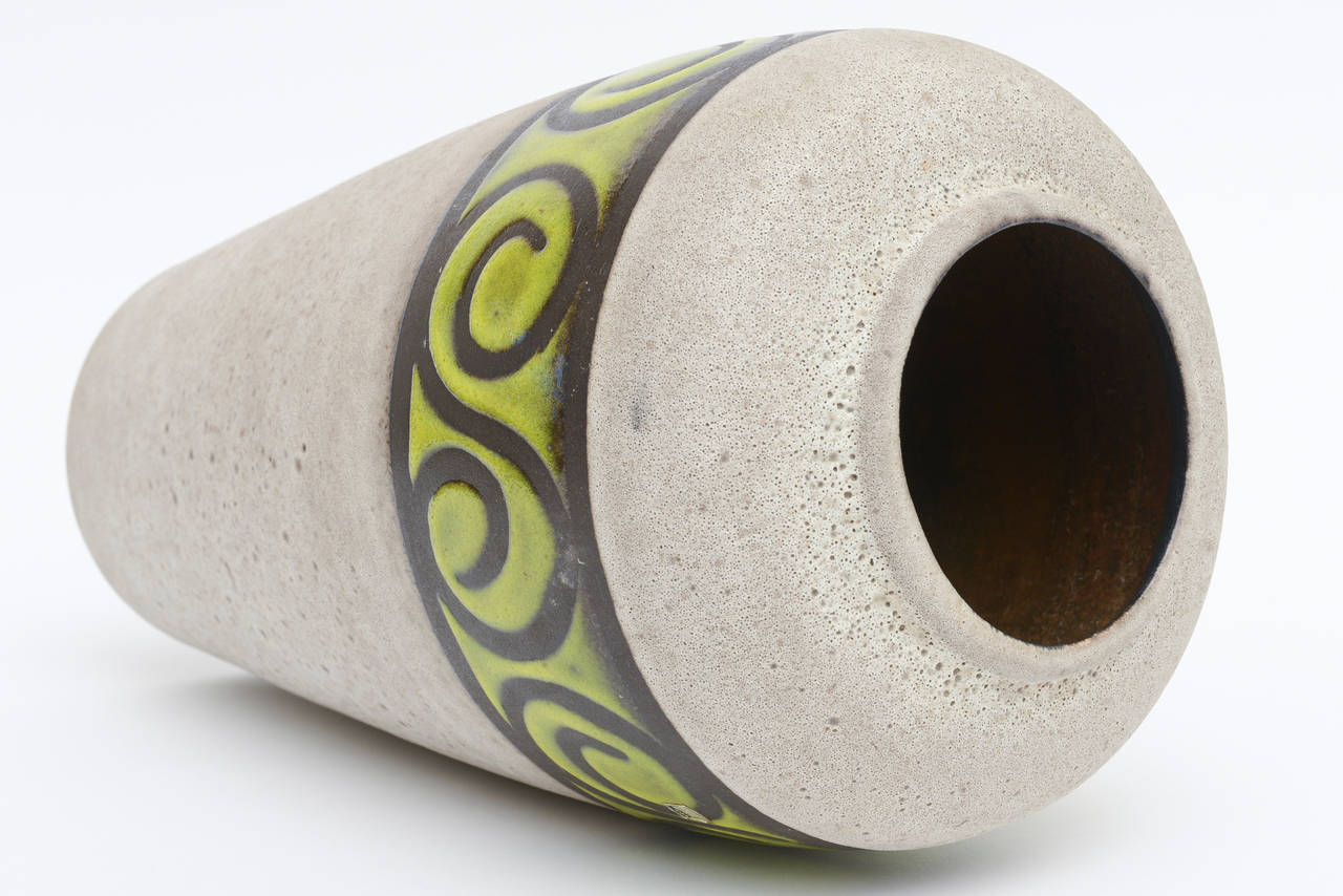 Western Germany Monumental Gray, And Chartreuse Ceramic Vessel or Vase ...