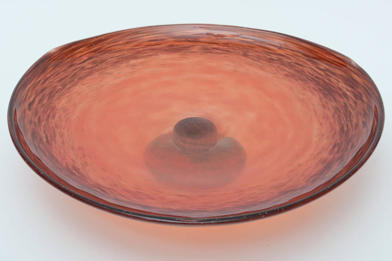 French Art Deco Beautiful Schneider Pedestal Glass Bowl at 1stDibs