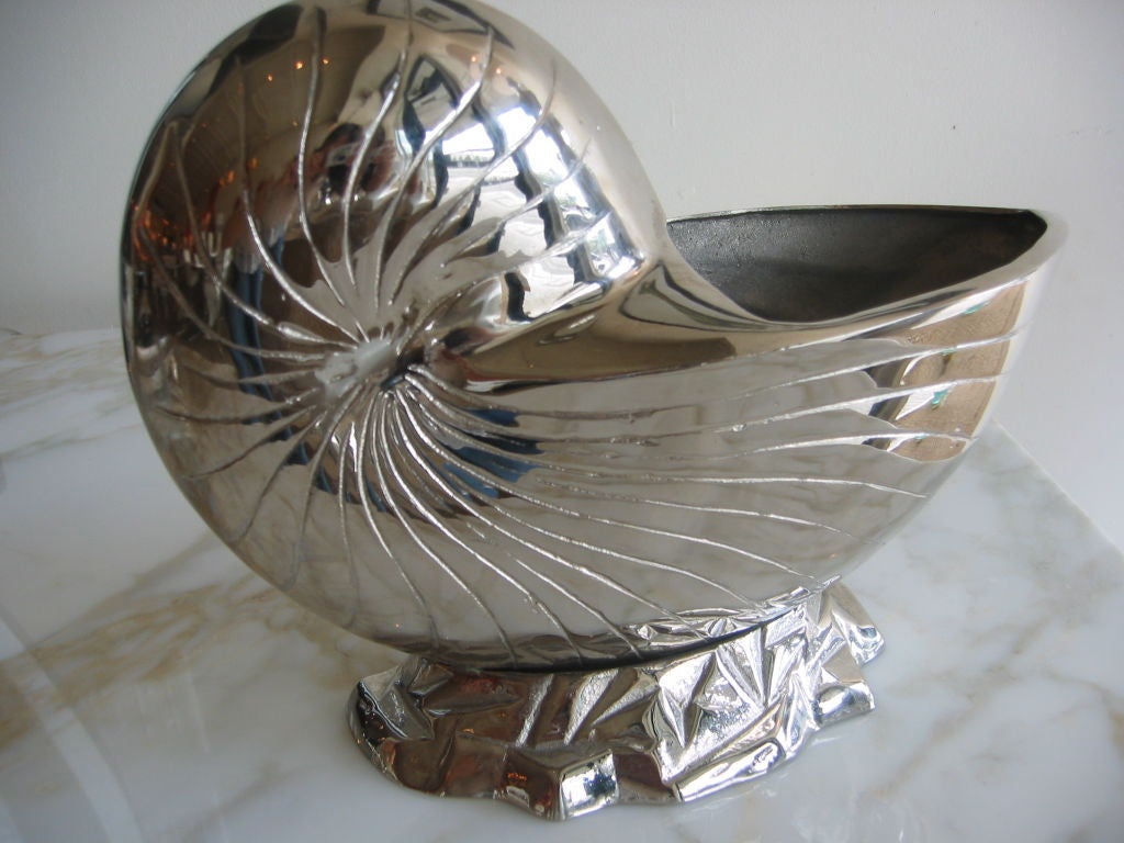 Substantial Nickeled Silver Nautilus Shell Vessel at 1stDibs