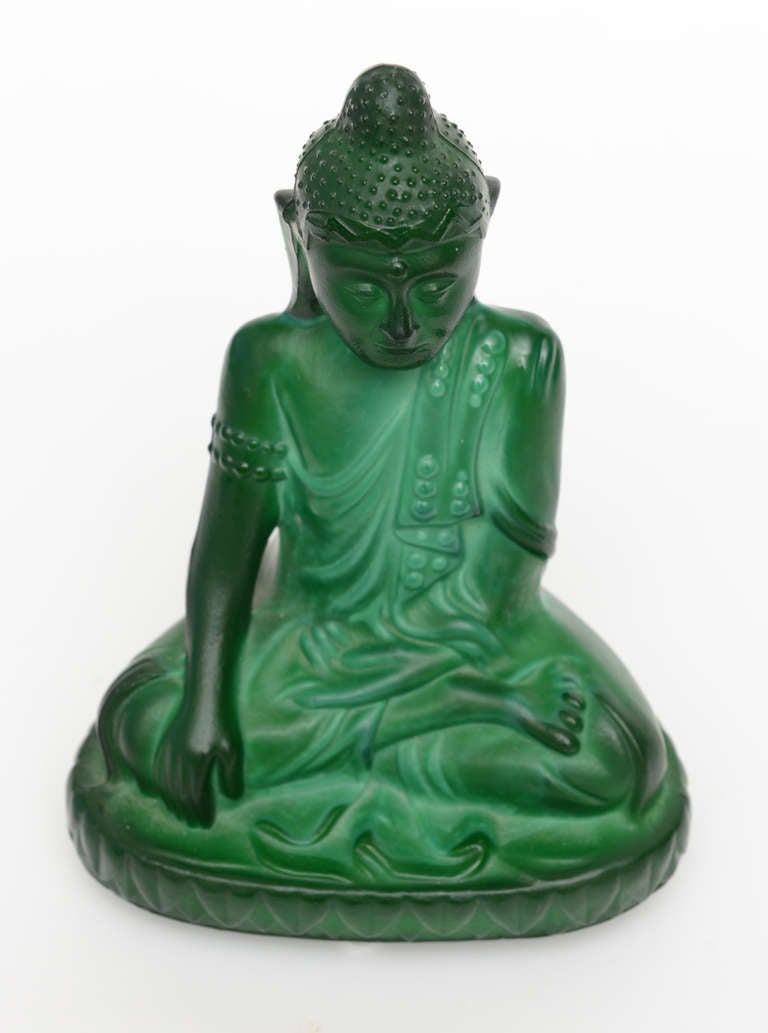 Malachite Glass Czech Buddha at 1stDibs
