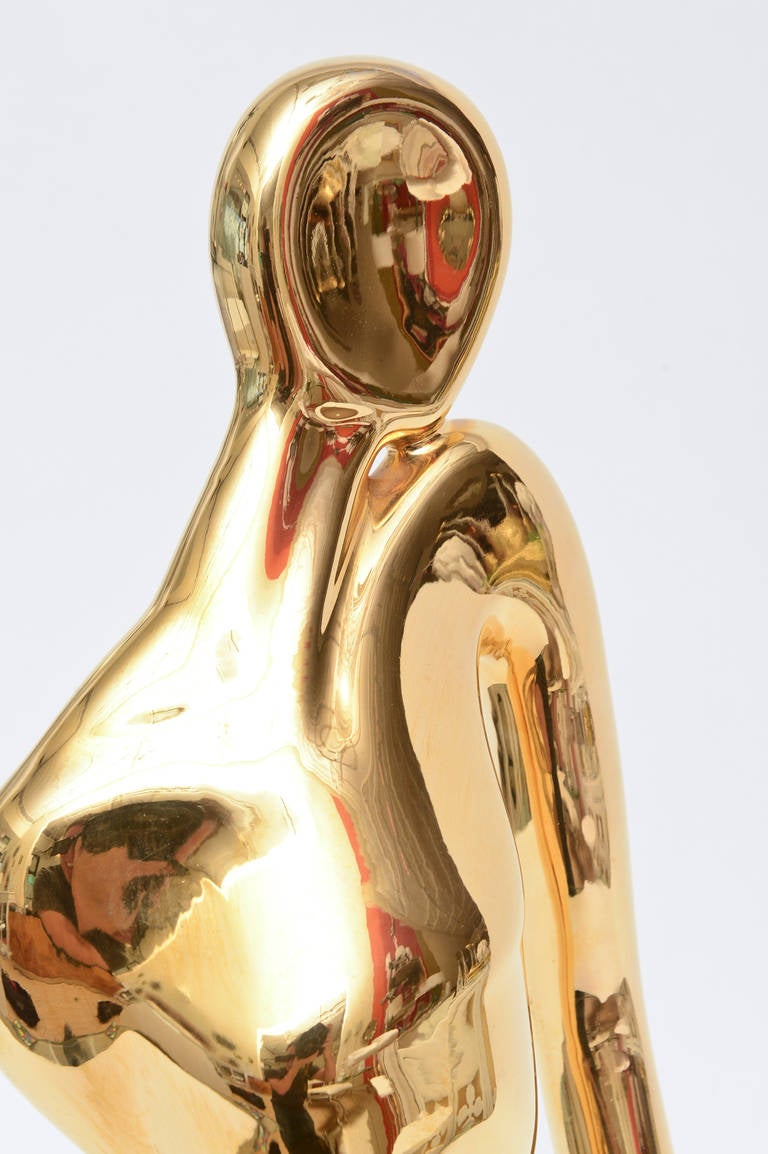 Gold-Plated over Ceramic Monumental Signed Abstract Jaru Sculpture at ...