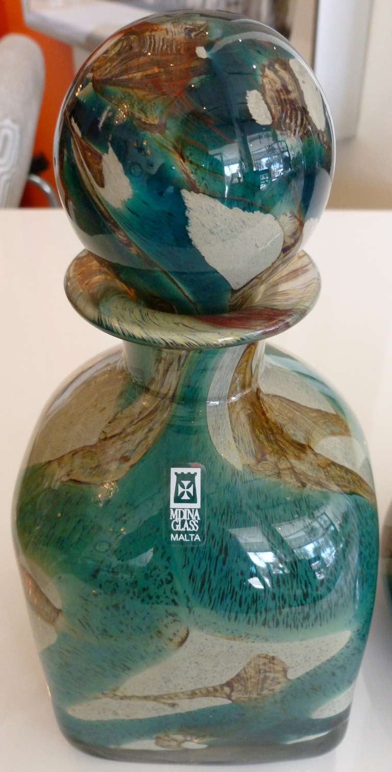 Pair of Beautiful Mdina Hand Blown Glass Decanters at 1stDibs | mdina ...