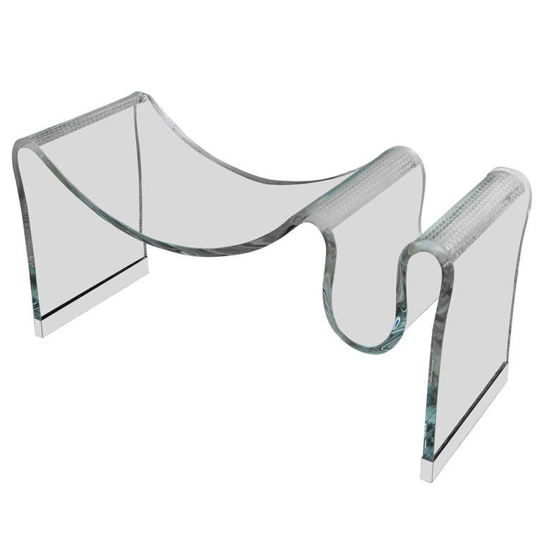 Rare Fiam for Pace Bench Bent Glass Bench/Magazine Holder at 1stDibs