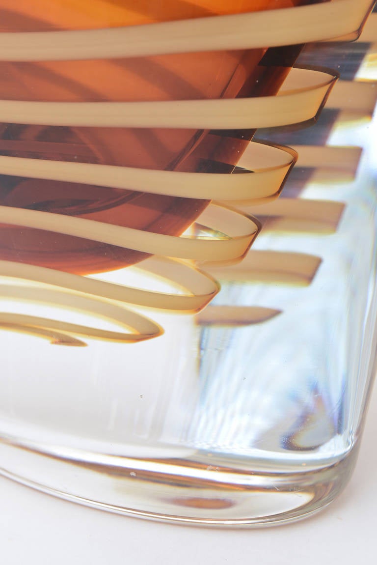 Italian Murano Cenedese Ovoid Asymmetrical Sommerso Glass Vase or ...