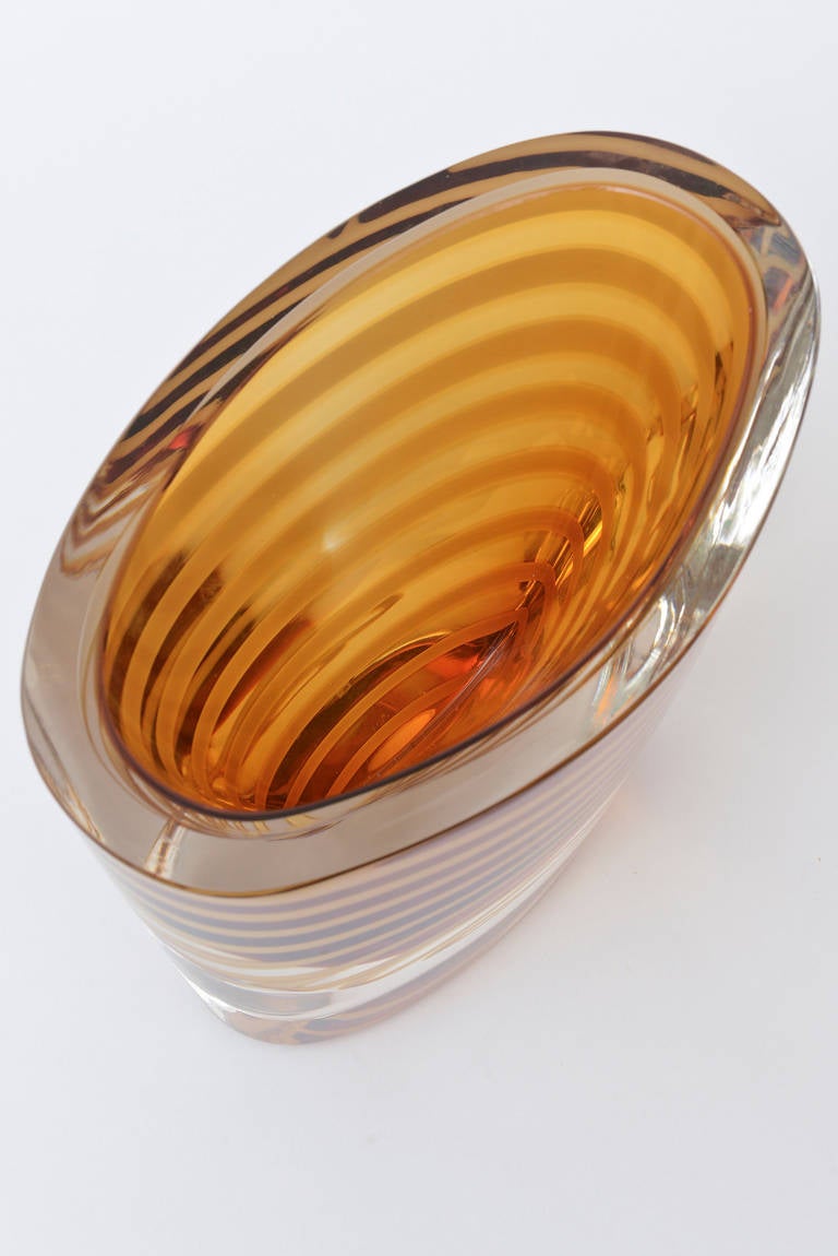 Italian Murano Cenedese Ovoid Asymmetrical Sommerso Glass Vase or ...