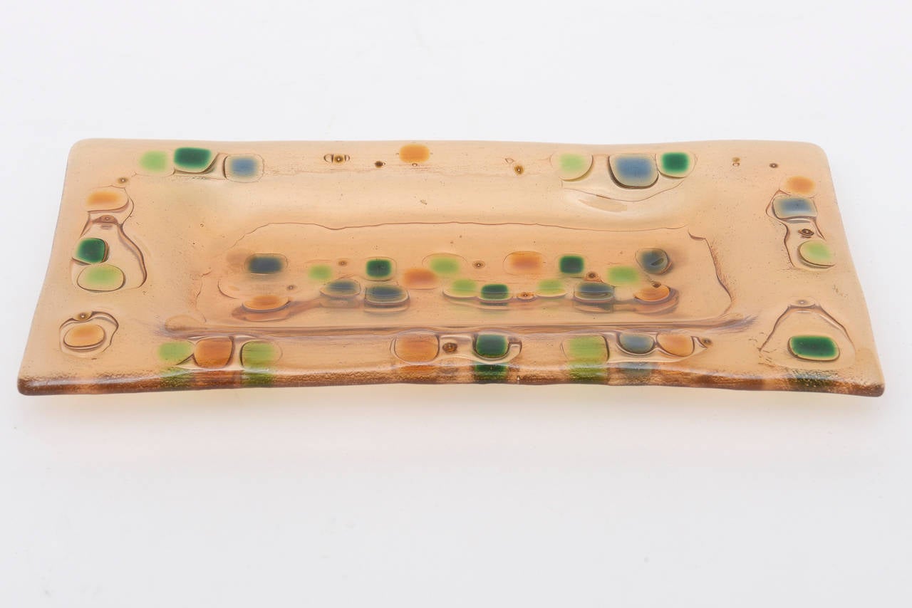 Fused Higgins Rectangular Glass Tray, Dish, Serving Piece at 1stDibs