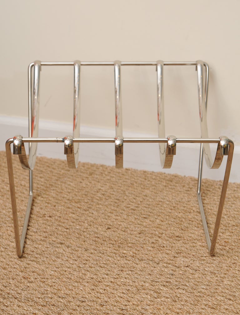 Sculptural and Architectural Nickel Silver Magazine Rack at 1stDibs