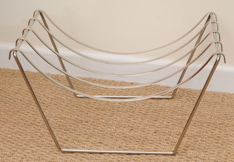 Sculptural and Architectural Nickel Silver Magazine Rack at 1stDibs
