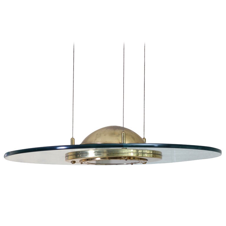 Suspended Glass Disk Light Fixture at 1stDibs